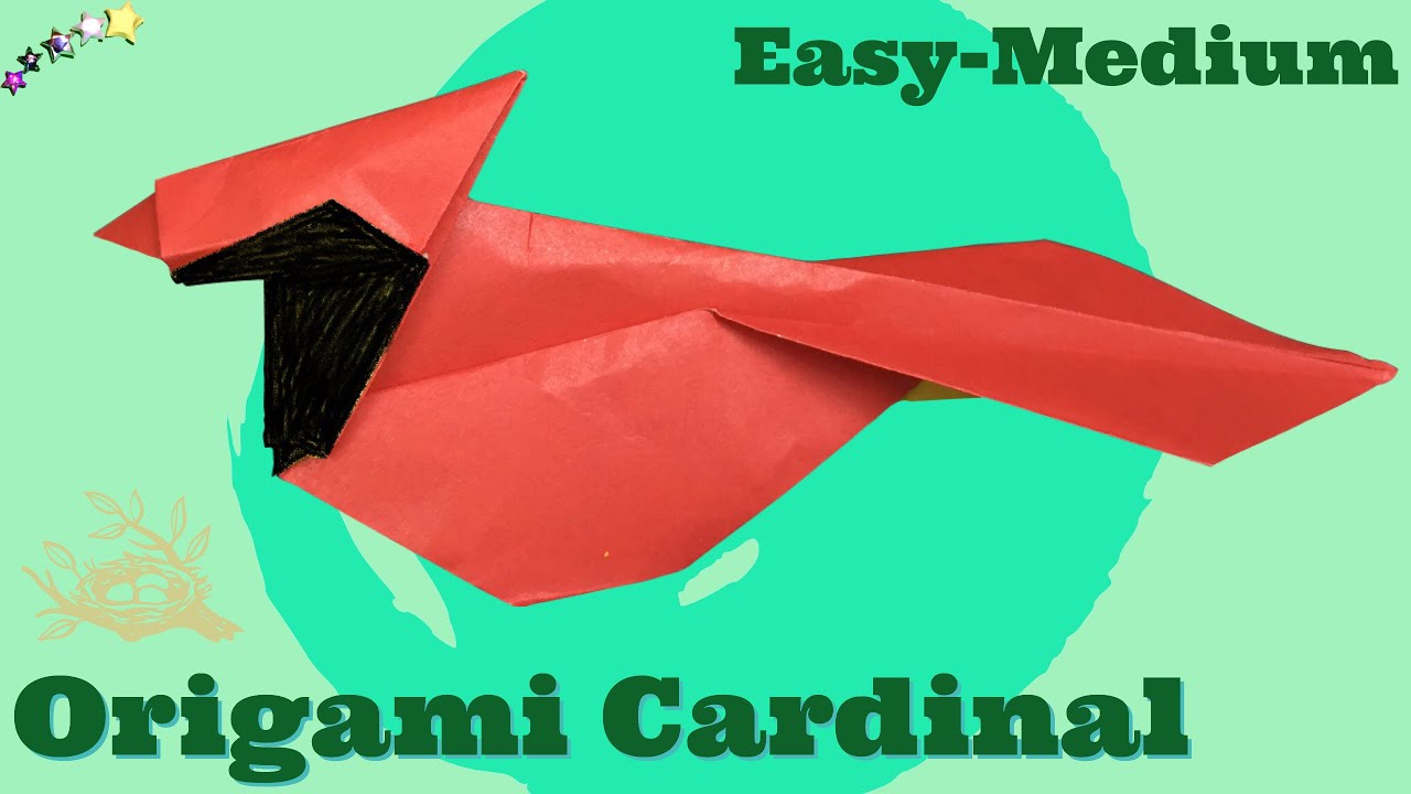 How to make origami Cardinal paper bird. Easy-Medium level folding ...