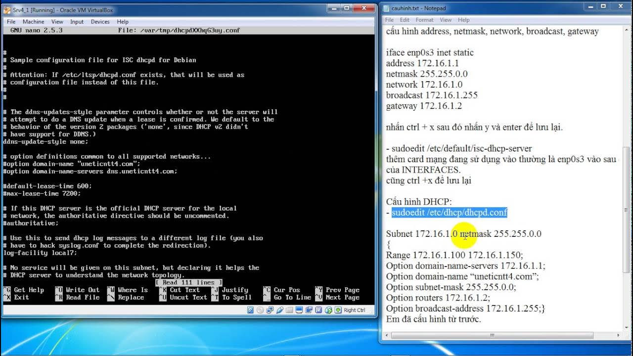 Cấu hình DHCP Ubuntu Server trên Virtualbox - YouTube