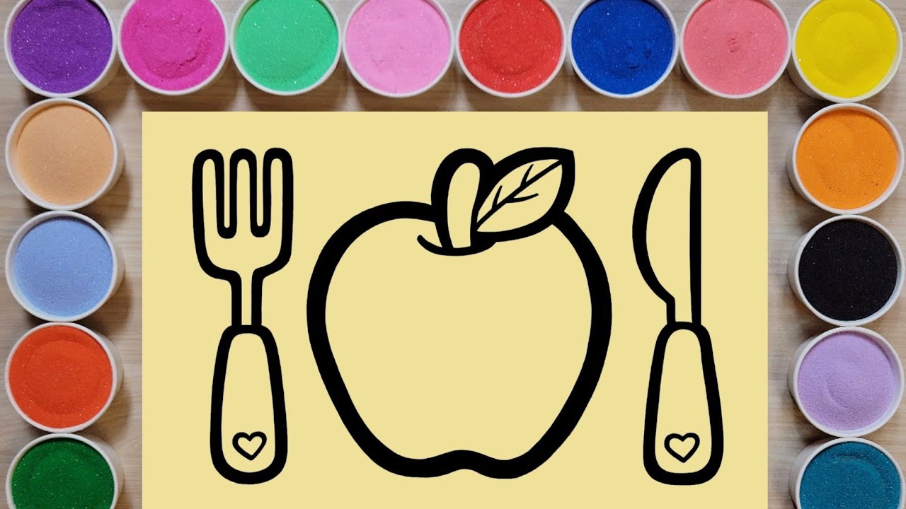 [手工沙畫]Sand Painting Meal for Kids｜How to Draw an Apple easy - YouTube