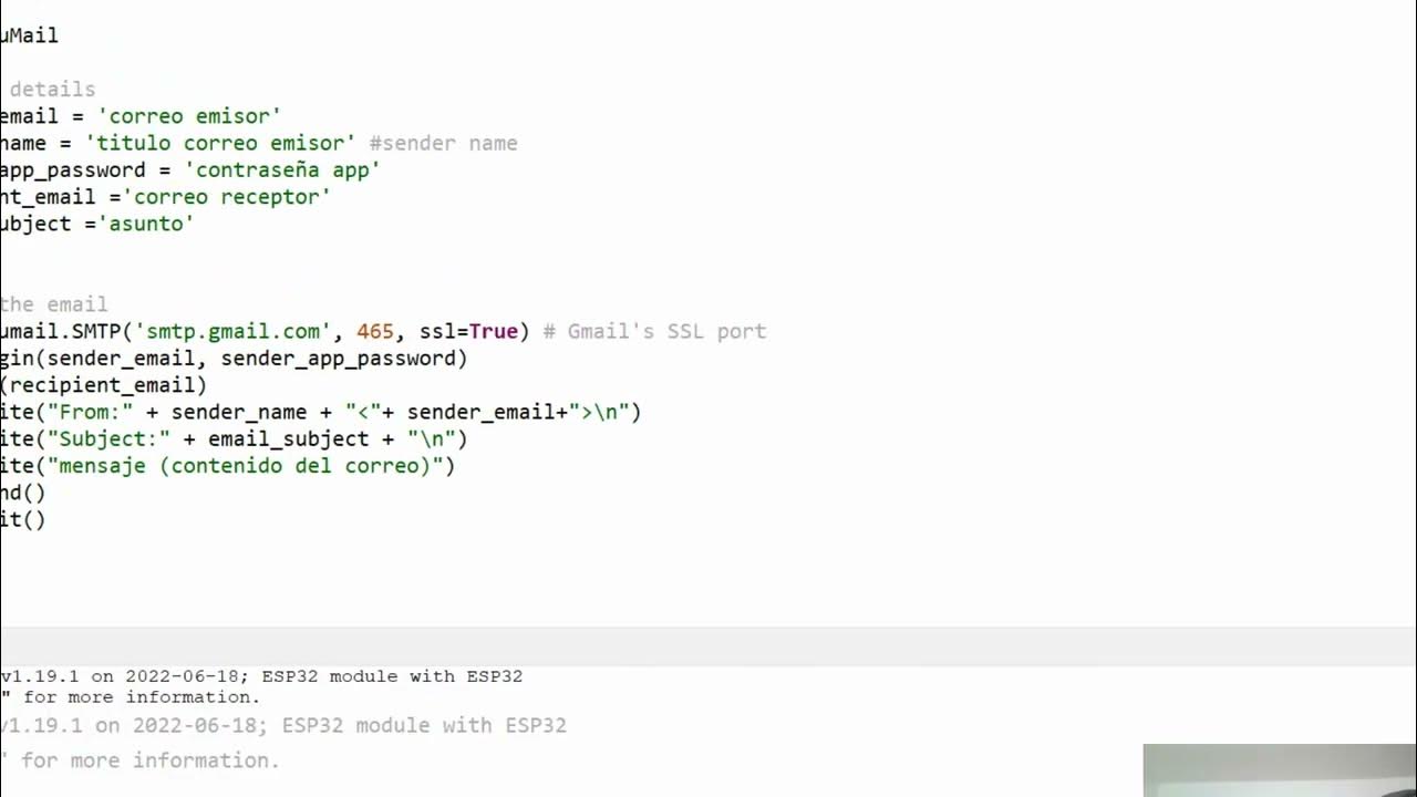 Enviar correo electronico GMAIL desde la ESP32 y micropython - YouTube