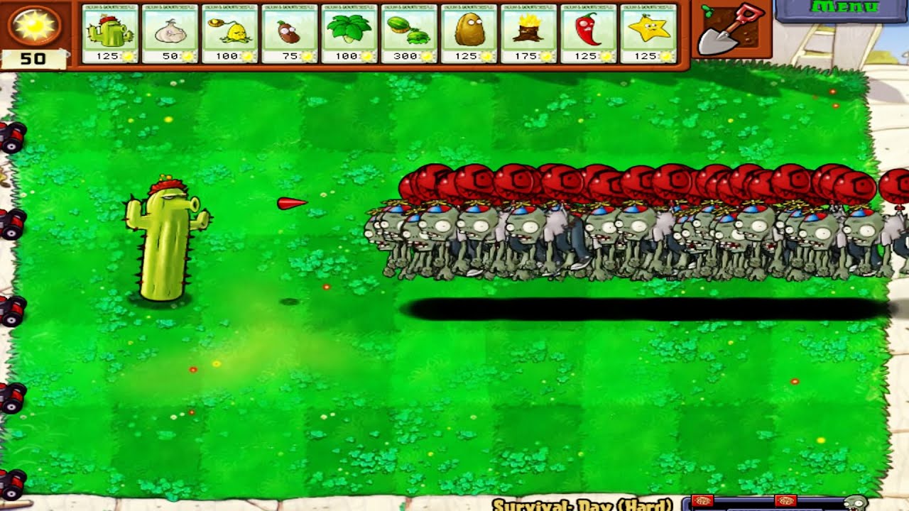 Best strategy Plants vs Zombies I PVZ 1 Hack_ 1 Cactus Boss vs 9999 ...