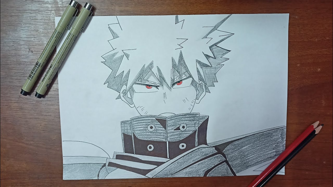 HOW TO DRAW KATSUKI BAKUGO FROM MY HERO ACADEMIA||STEP BY STEP||EASIEST ...