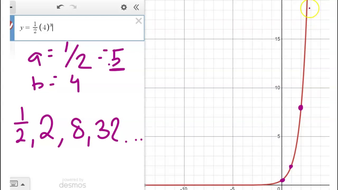 exponential functions desmos instructions - YouTube