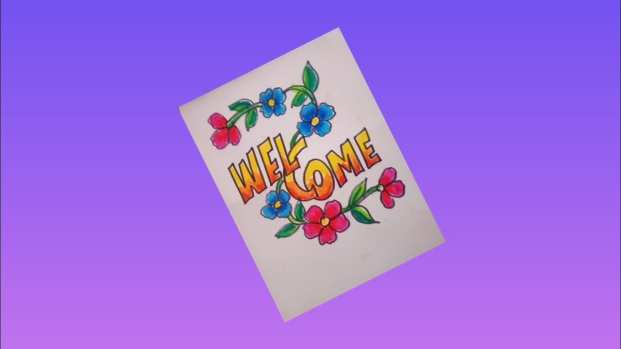 HOW TO DRAW WELCOME DESIGN IN OIL PASTELS COLOUR - YouTube
