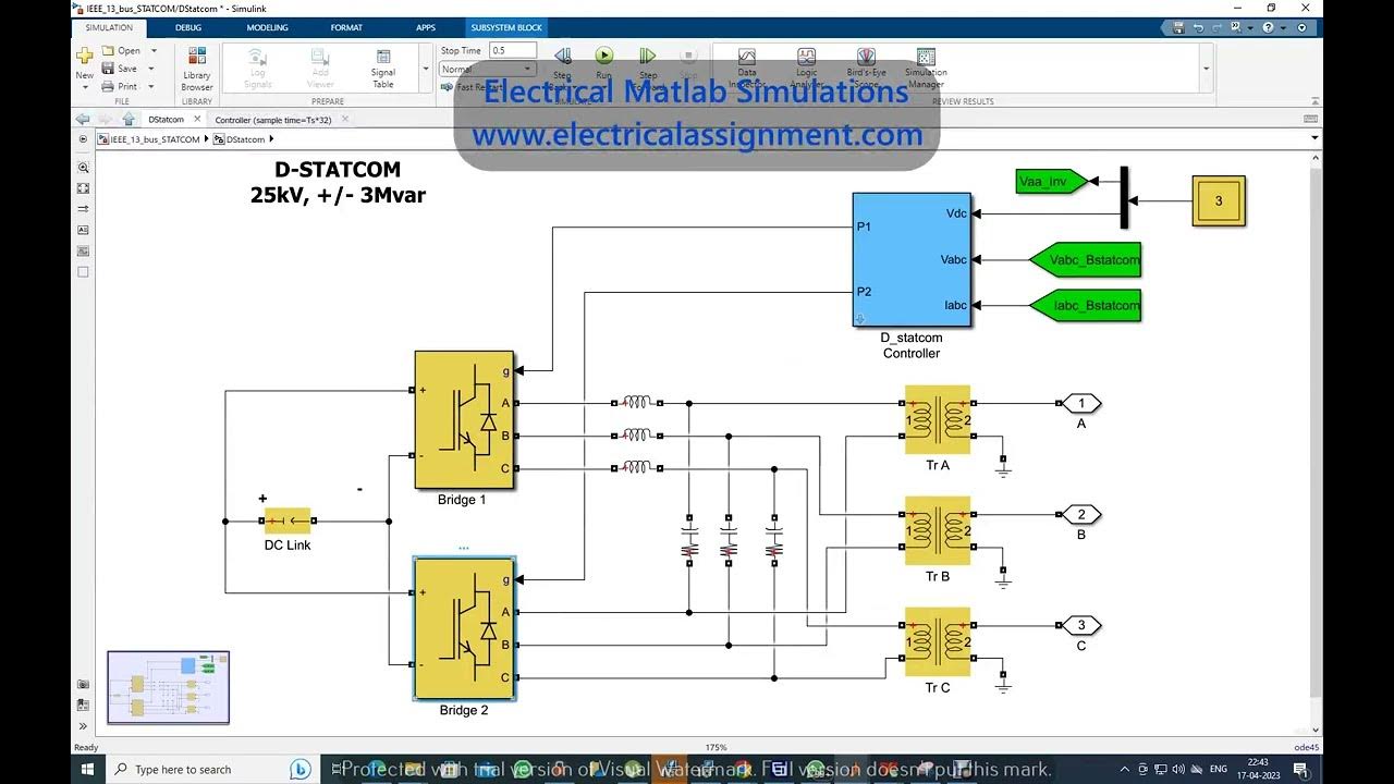 IEEE 13 bus distribution system with D-STATCOM Matlab Simulink - YouTube