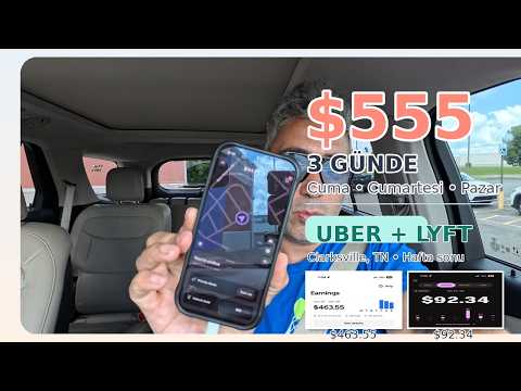 3 GÜNDE $555! Uber + Lyft Hafta Sonu Kazancım (Cuma-Cumartesi-Pazar) | Clarksville TN