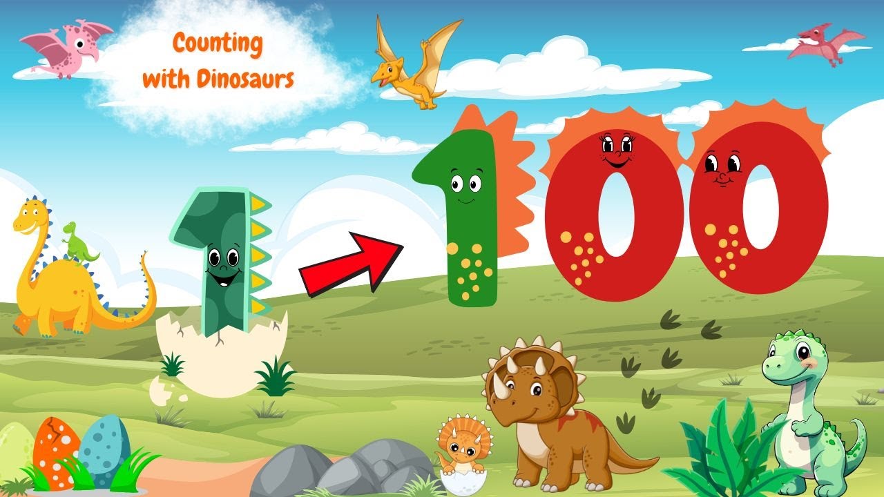 Baby Learns to Count from 1 to 100 with Cute Dinosaurs! 🦖🎉 - YouTube