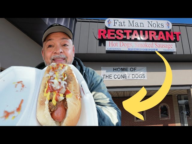 Fat Man Eating Chili Dogs