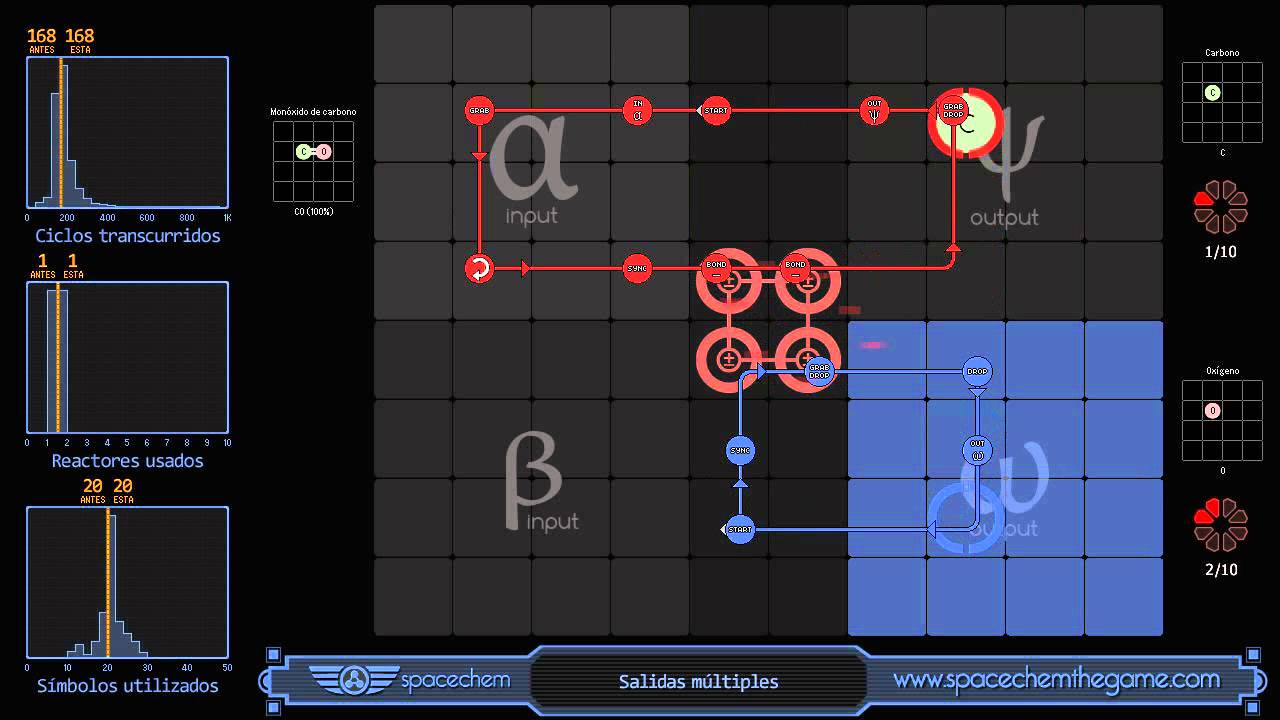 SpaceChem - Salidas multiples, solucion - YouTube