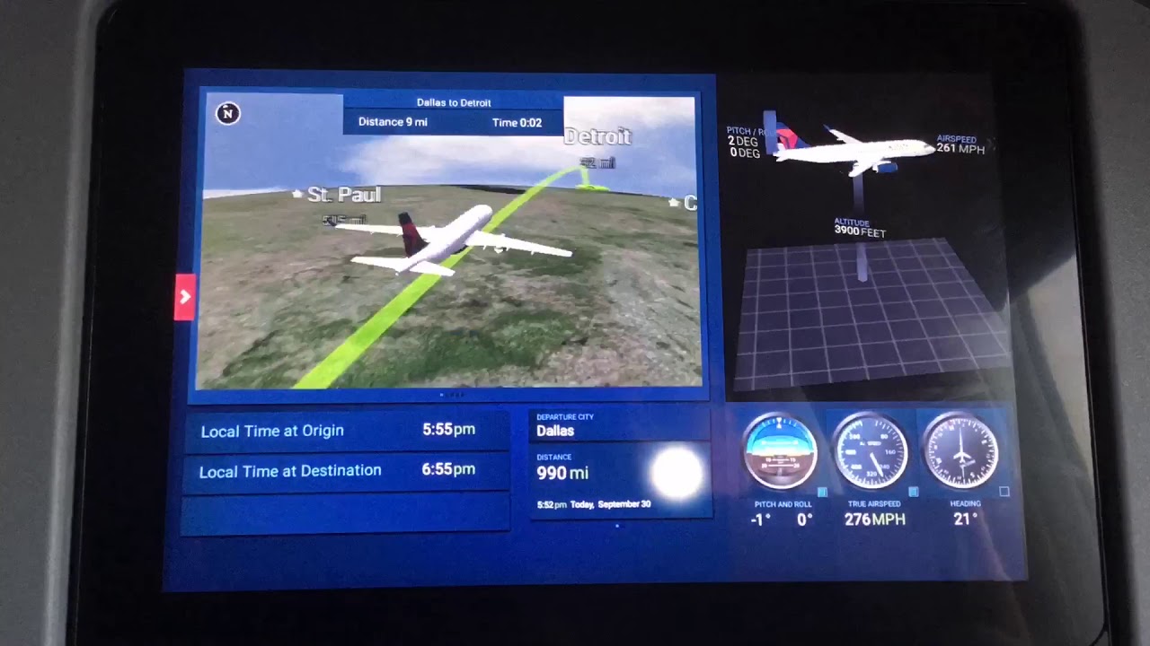Delta Airplane Travel Progress Screen Near End of Flight Time Lapse ...