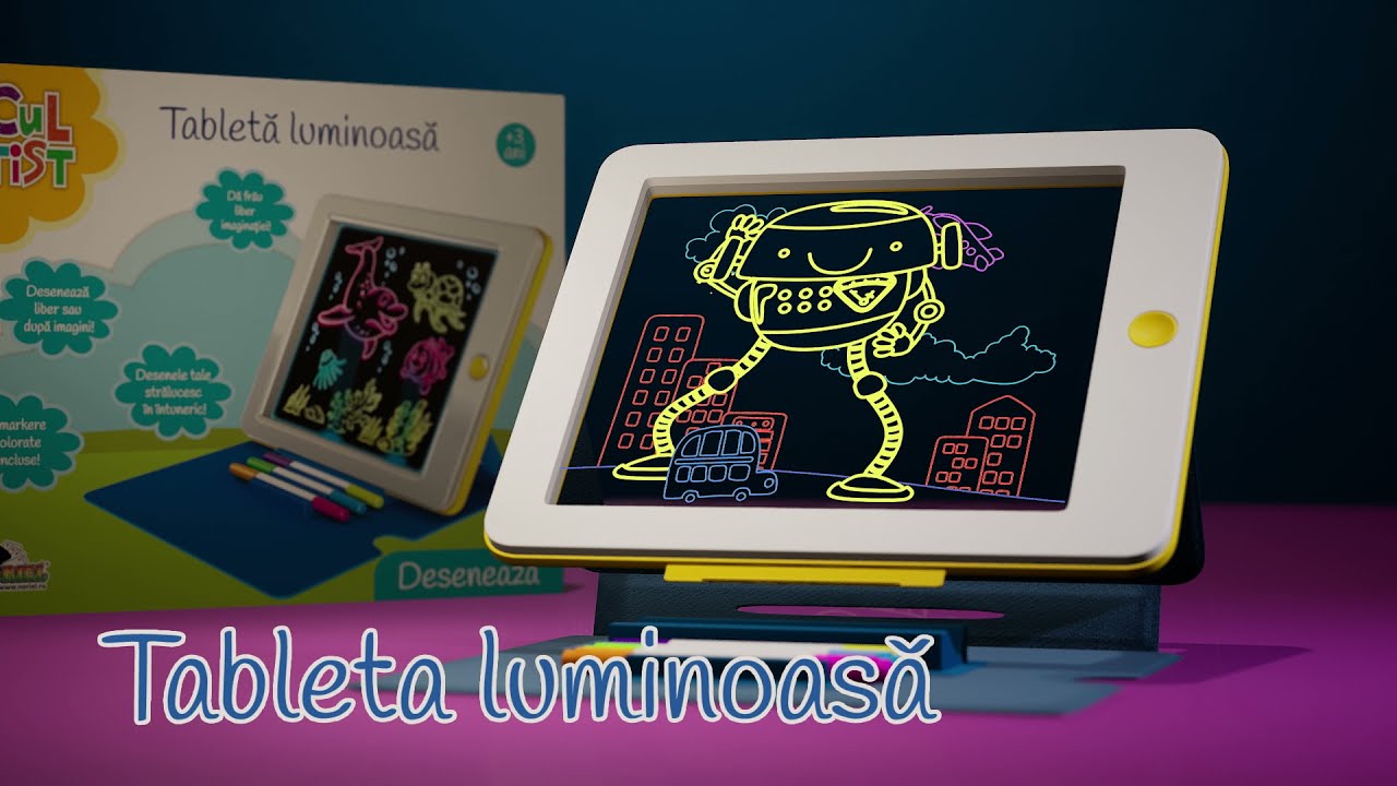 Tableta luminoasa pentru scris si desenat Micul Artist | Noriel - YouTube