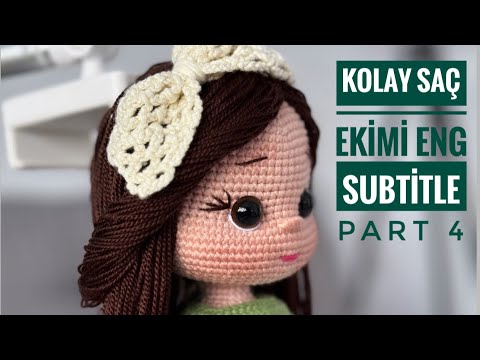 Amigurumi Helin bebek saç ekimi💚4/5 English Subtitle Helin doll hair, #amigurumi#amigurumitutorial