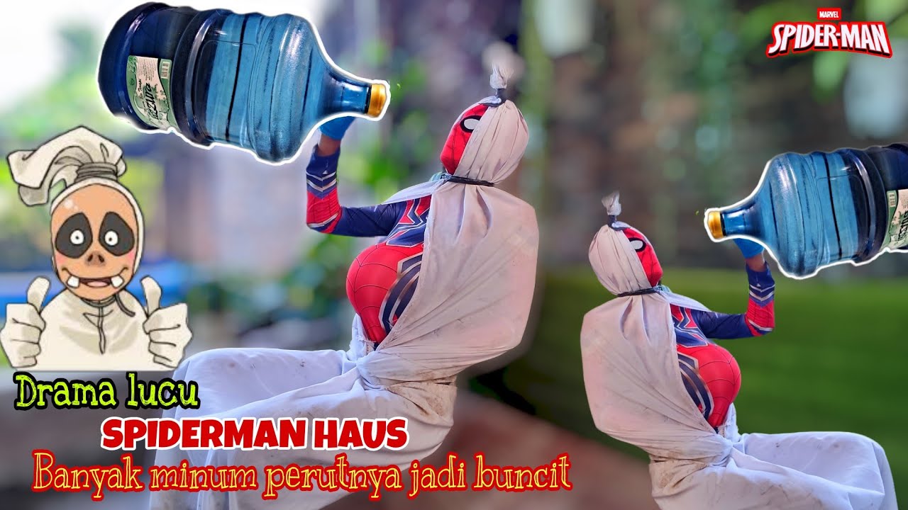 Spider Man Pocong Perutnya Buncit Kbanyakan Minum Air Galon, Funny ...