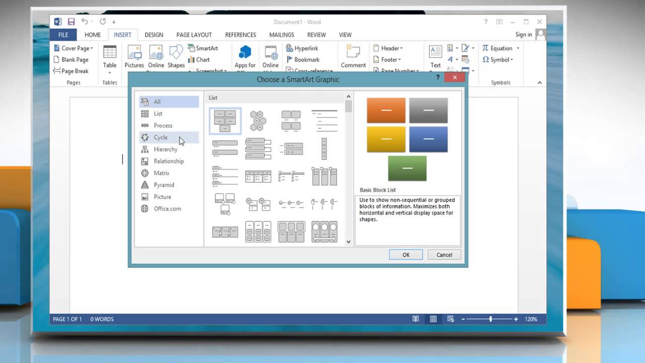 How to apply SmartArt Style to a Flowchart in Microsoft® Word 2013 on a ...