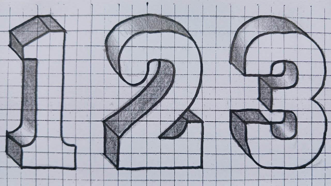 3D Drawing Number 1 To 10 / How To Draw Easy Simple For Beginners ...