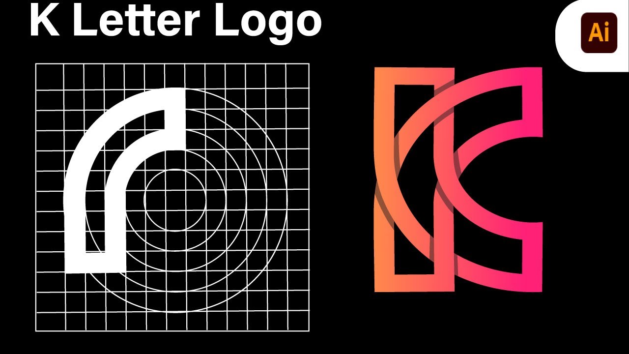 How To Design Modern K Letter Logo Using Grid । Adobe Illustrator ...