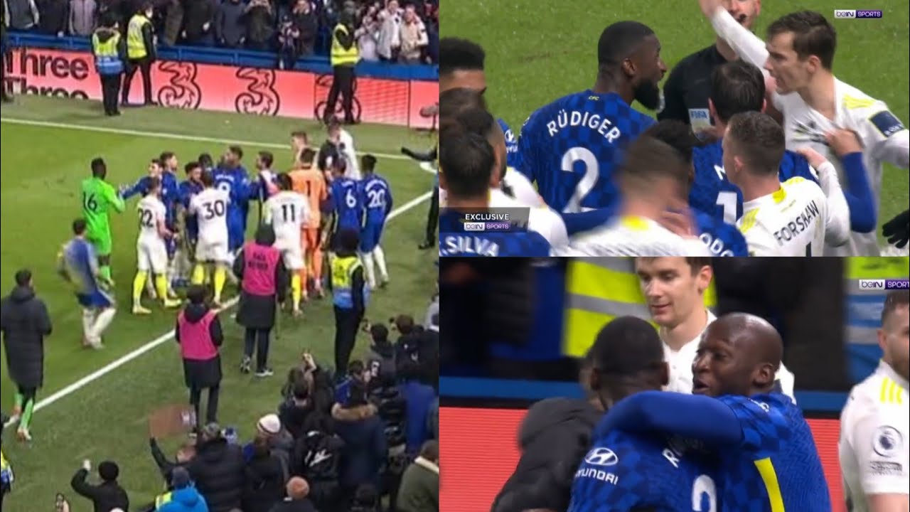 Chelsea and Leeds players FIGHT at full-time | Chelsea vs Leeds United ...