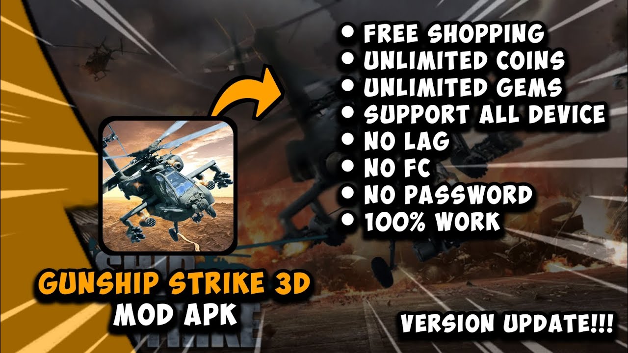 GUNSHIP STRIKE 3D MOD APK [ NO PW ] || VERSION UPDATE!!! - YouTube