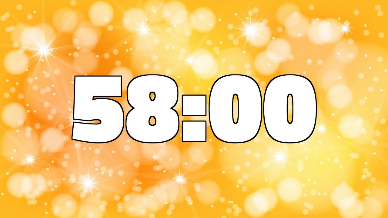 58 MINUTES TIMER COUNTDOWN [3480 seconds - Yellow Shiny] - YouTube