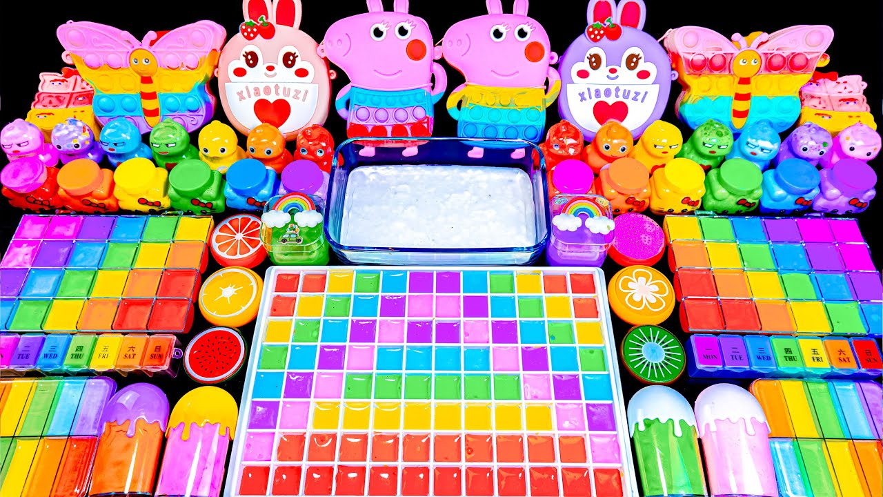 Peppa Pig SLIME Mixing random with Rainbow Slime Satisfying Slime ...