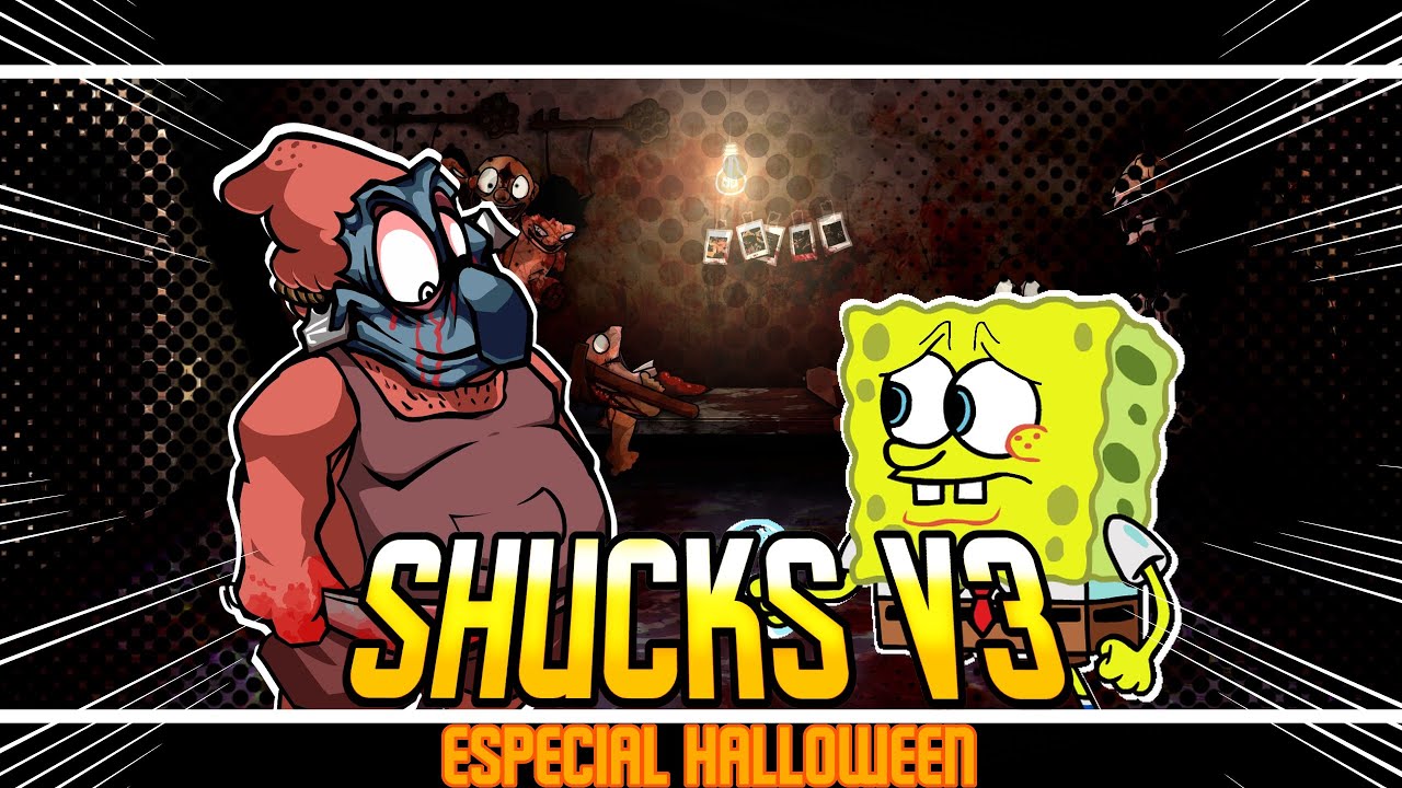 FNF Cover || Shucks v3 but Leatherface Patrick & Bob Esponja sing it ...