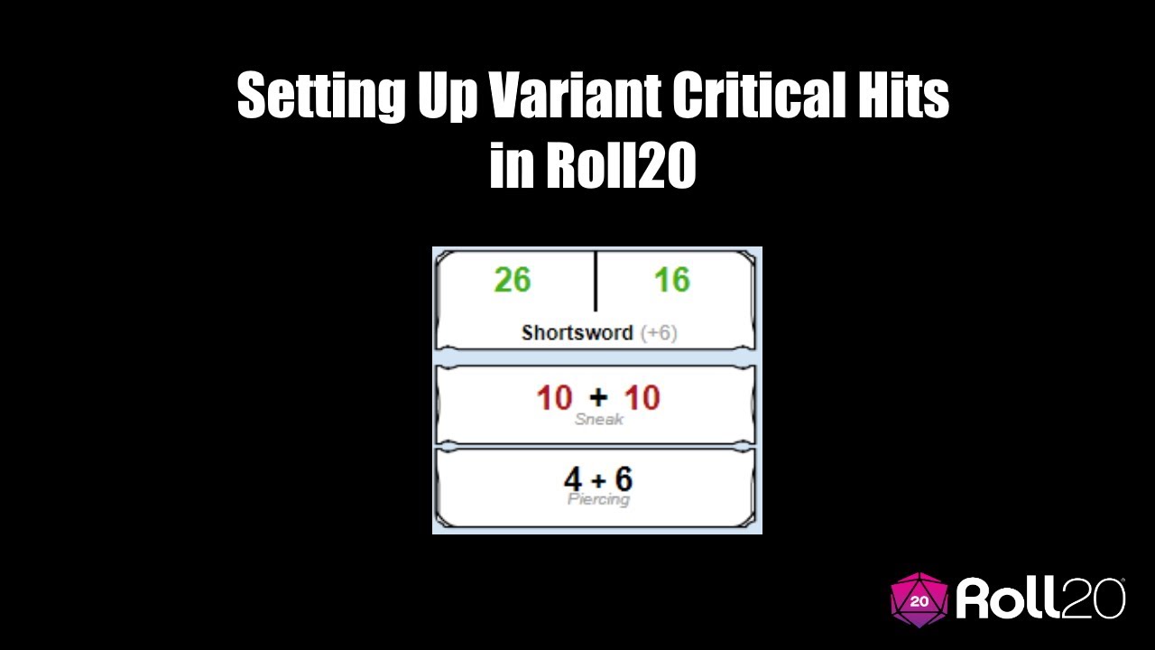 Setting up Variant Critical Hits in Roll20 - YouTube