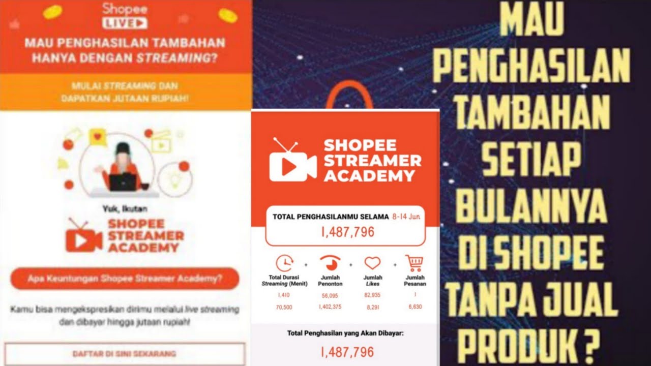 Daftar Shopee Streamer Academy Income Jutaan Rupiah - YouTube