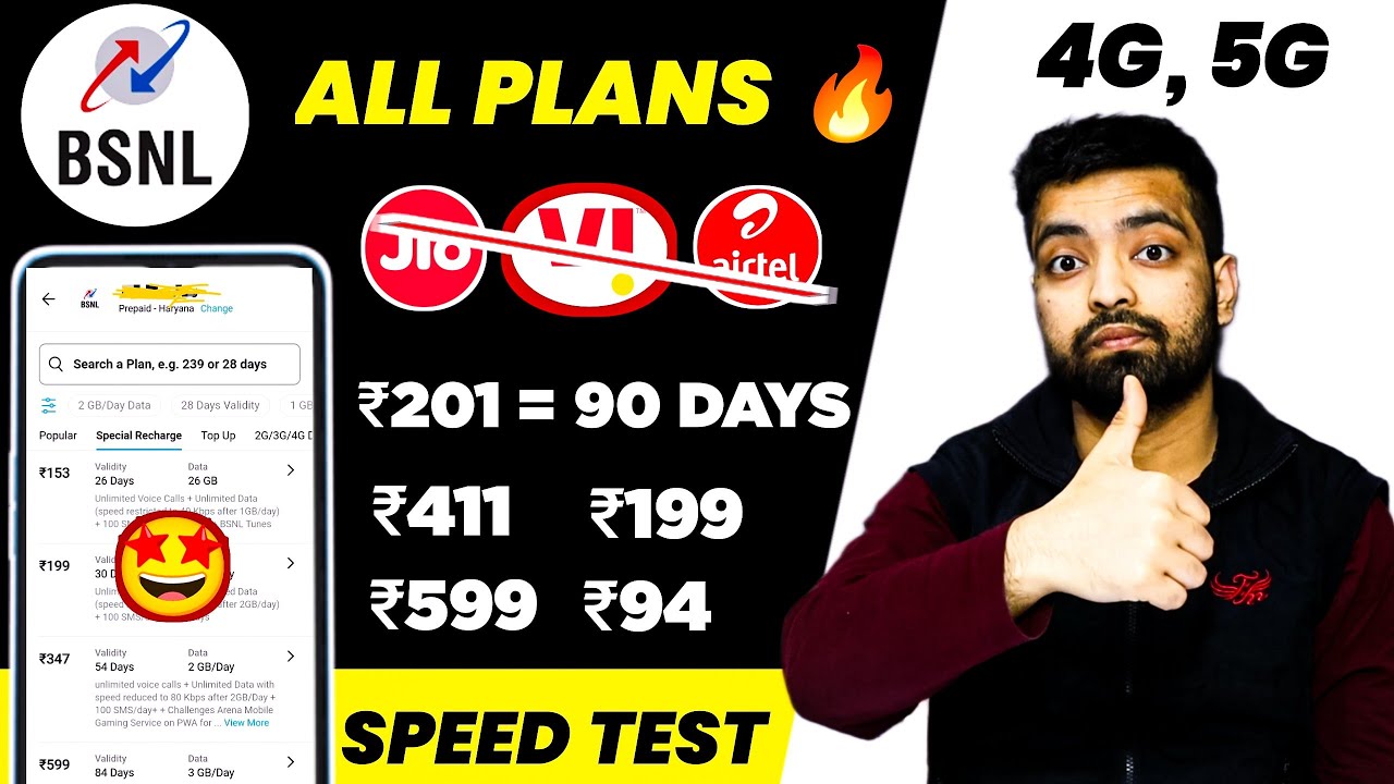 BSNL All Recharge Plans ⚡️ Speed Test, 4G, 5G | Better Than Jio, Airtel ...