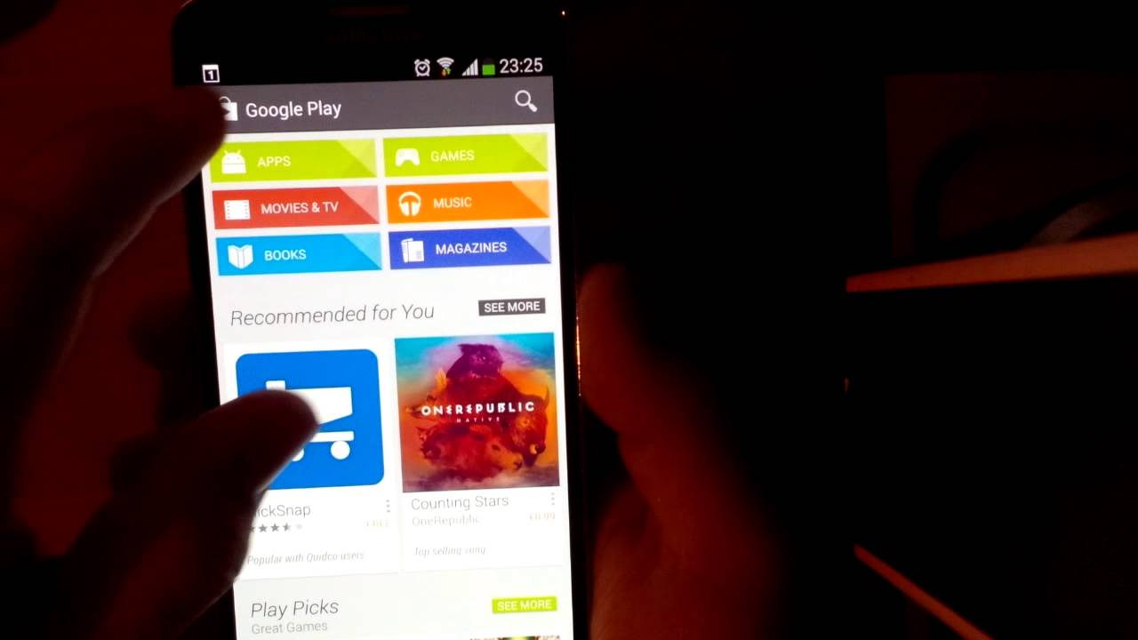 Note 3 Google Play Scroll Test - YouTube