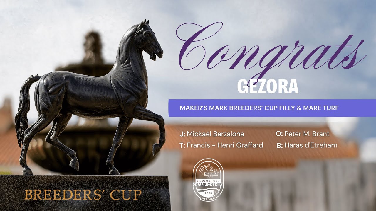 2025 Maker's Mark Breeders' Cup Filly & Mare Turf - Gezora - YouTube
