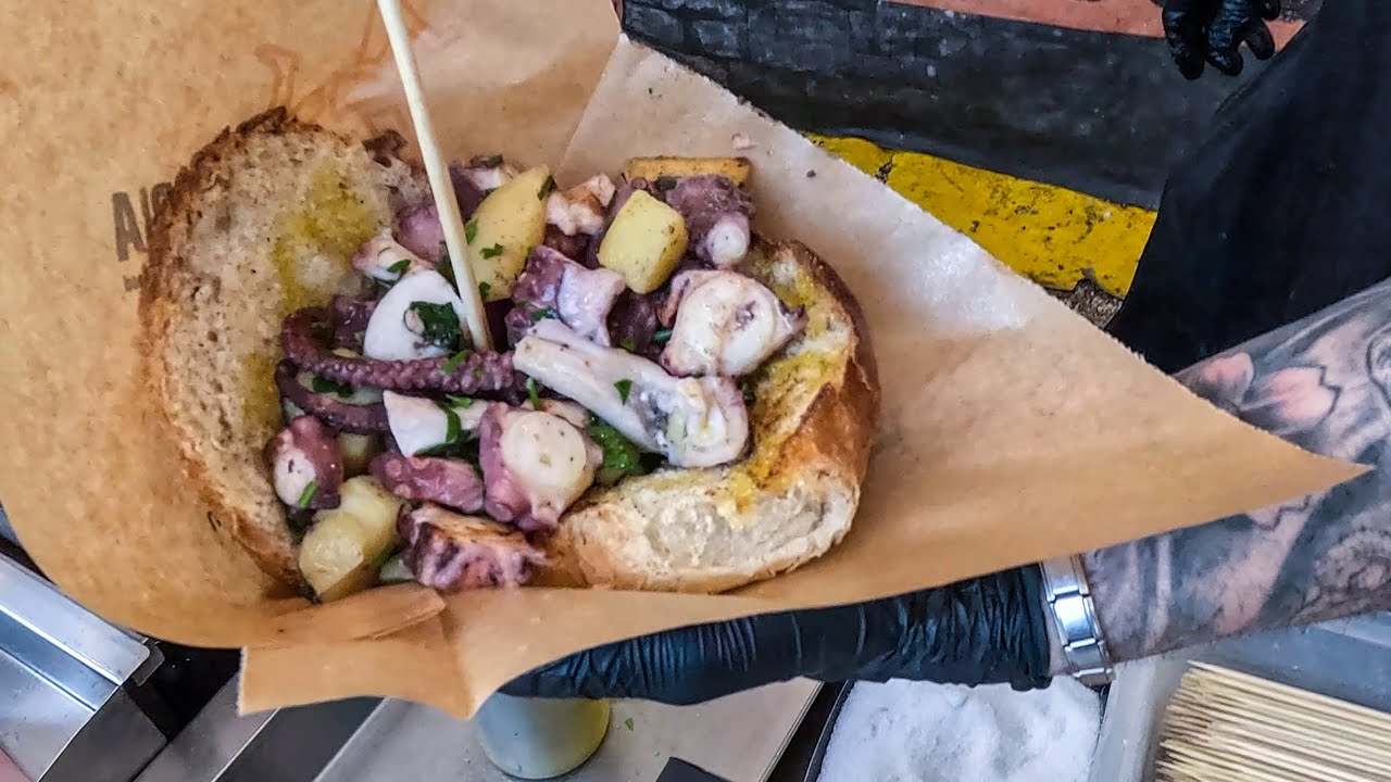 Octopus Sandwich, Beef and Roasted Lamb Gut. Street Food from Sicily ...