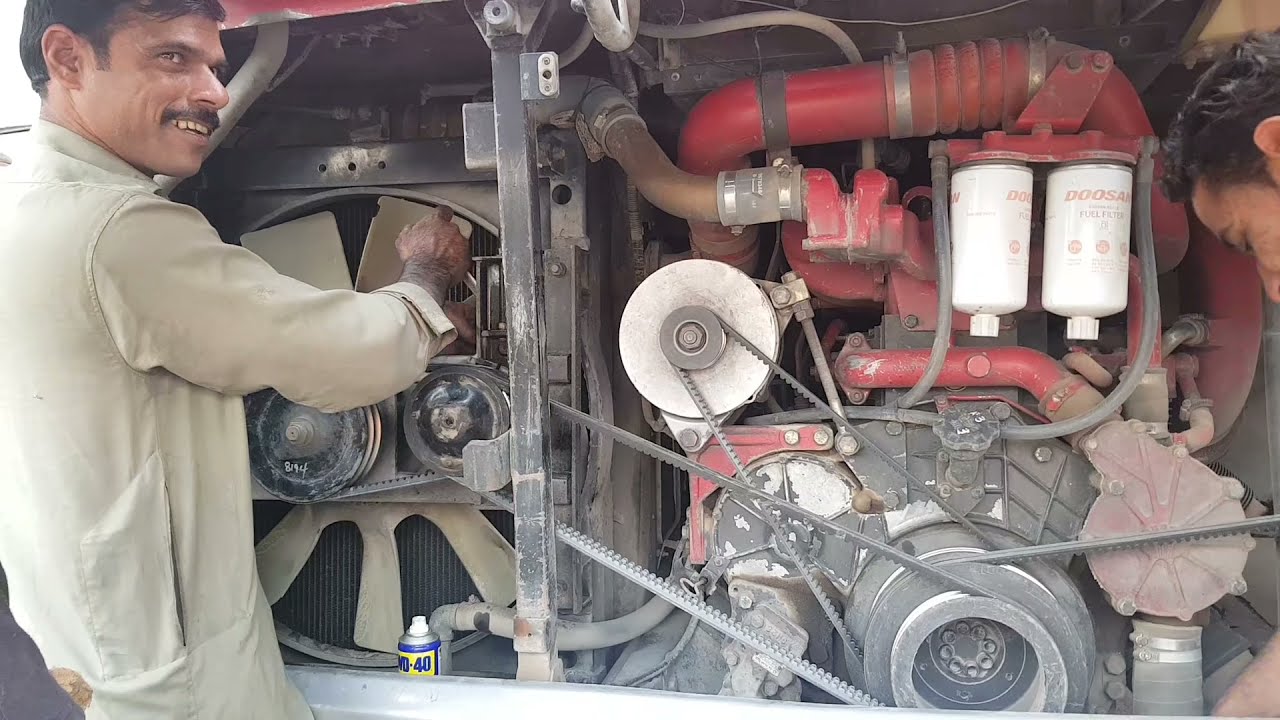 Bus Fan Belt Replacement Very Easily | The Mechanics - YouTube