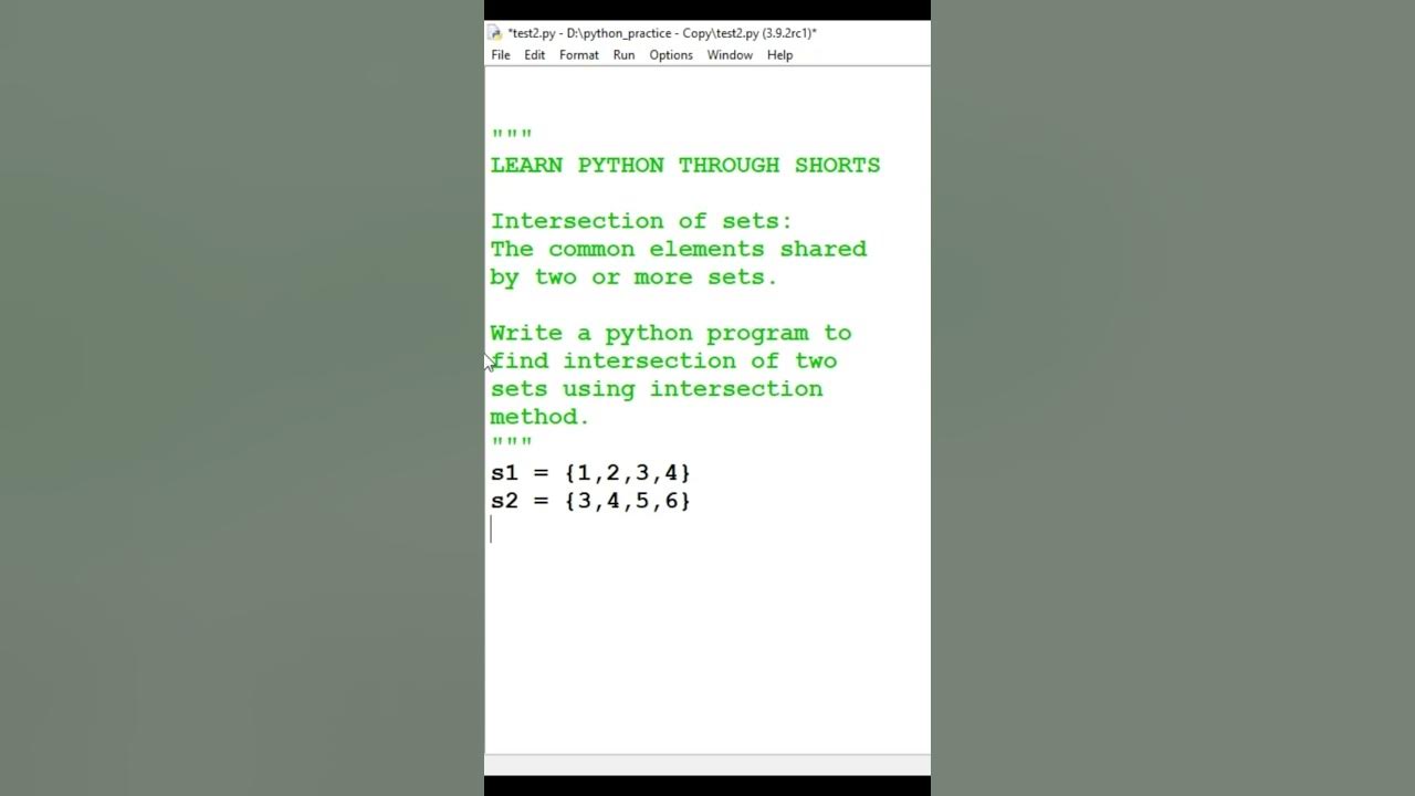 Find Intersection Of Sets In Python Shorts Intersectionofsetsinpython Pythonsets