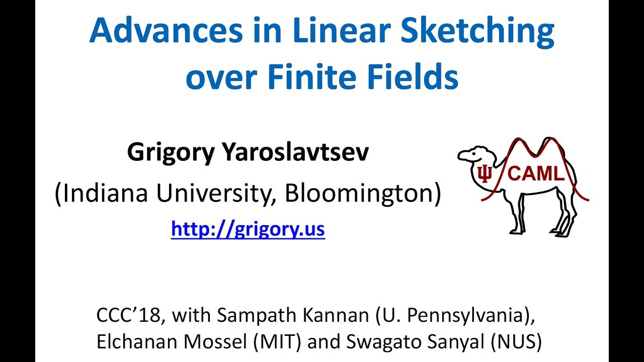 Advances in Linear Sketching over Finite Fields - YouTube