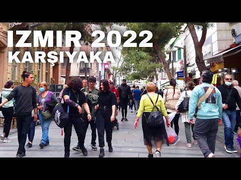 Izmir Karşıyaka Walking Tour - Bazaar Walk, April 2022 | Turkey 4K 60fps
