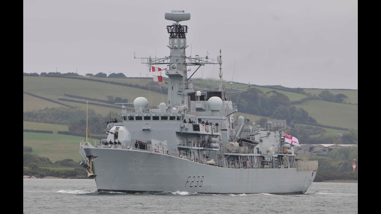 HMS NORTHUMBERLAND F238 LEAVES DEVONPORT NAVAL BASE AT MUTTON COVE ...