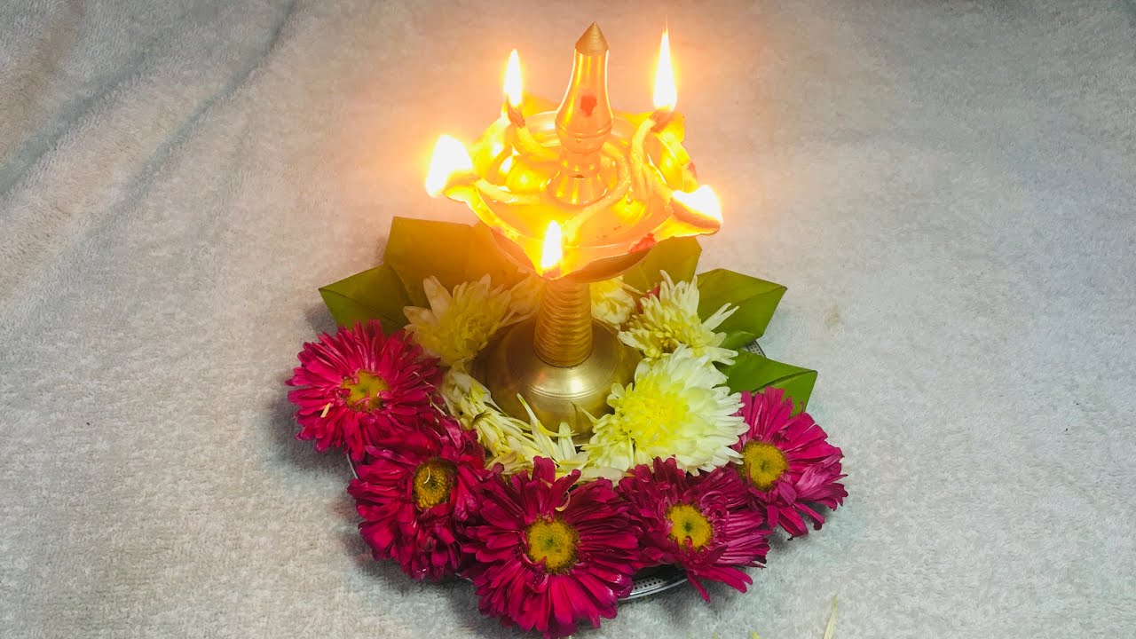 Deepam Flower Decoration idea | Quick and Simple Divya decoration ...