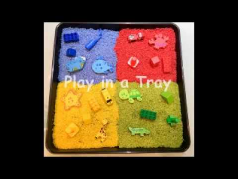 Coloured Rice Play in a Tray - YouTube