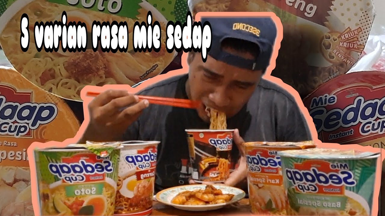 ASMR 5 farian rasa mie sedap cup - YouTube