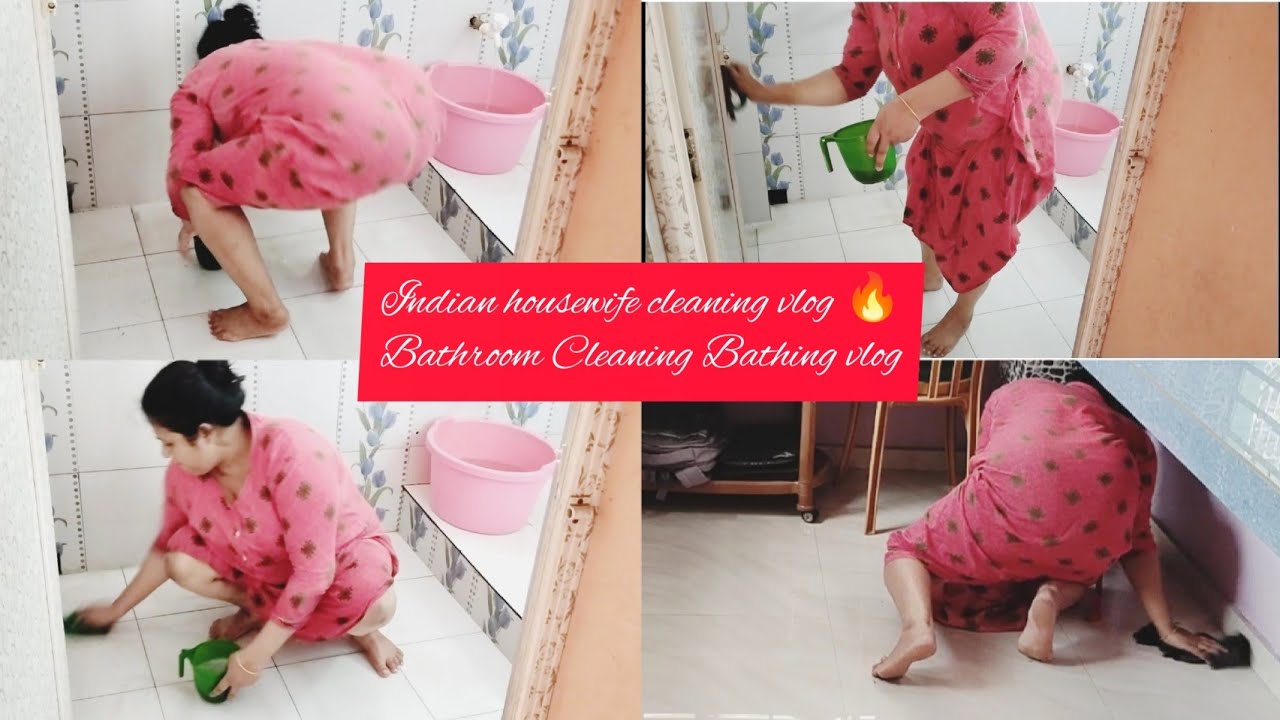 🌋Indian housewife cleaning vlog//bathroom Cleaning Bathing vlog//naity ...