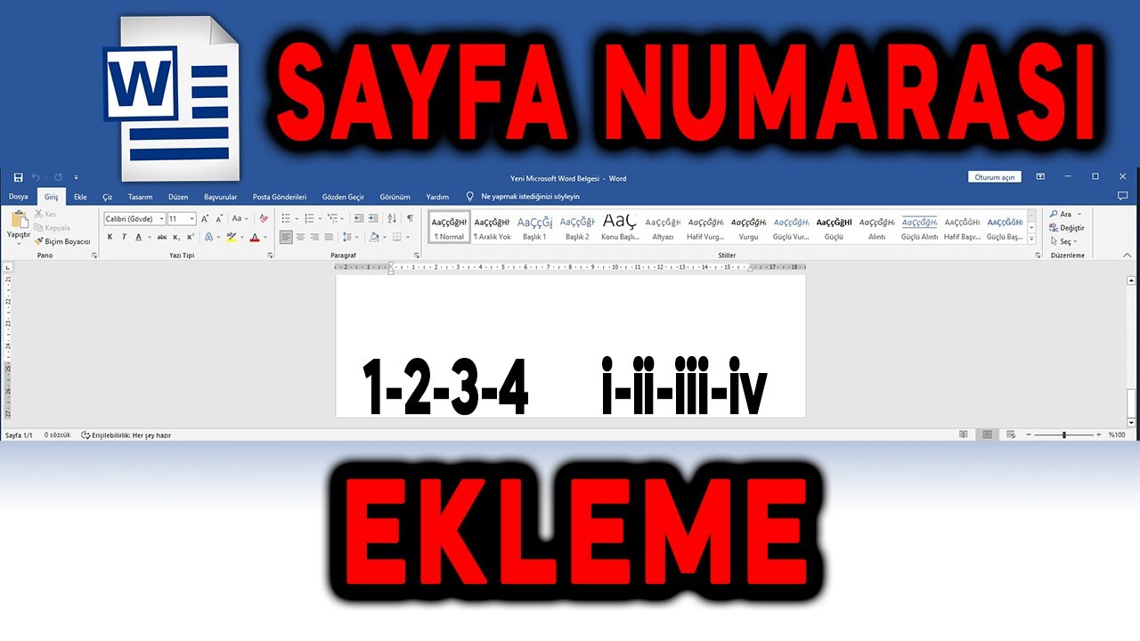 Word Sayfa Numarası Ekleme - İstenilen Sayfadan Başlama - Romen Rakamı ...