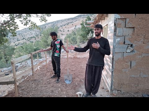 Building a beautiful wooden fence in front of a mountain hut | Ali's story in harsh nature