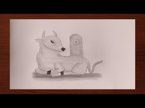 Nandi with Shivling Drawing Art || Pencil Sketch Art || Easy Step by ...