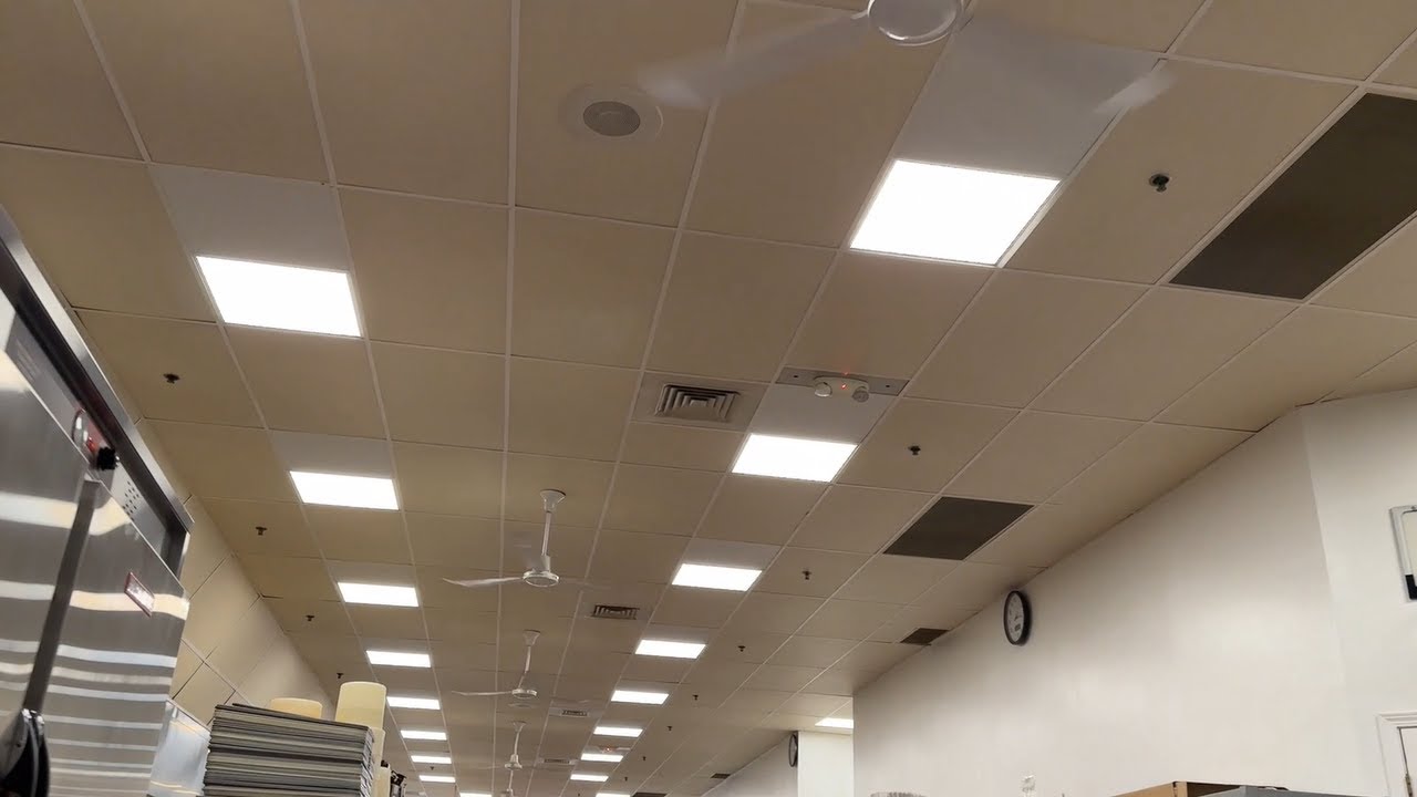 Industrial Ceiling Fans in a Banquet Hall Kitchen - YouTube