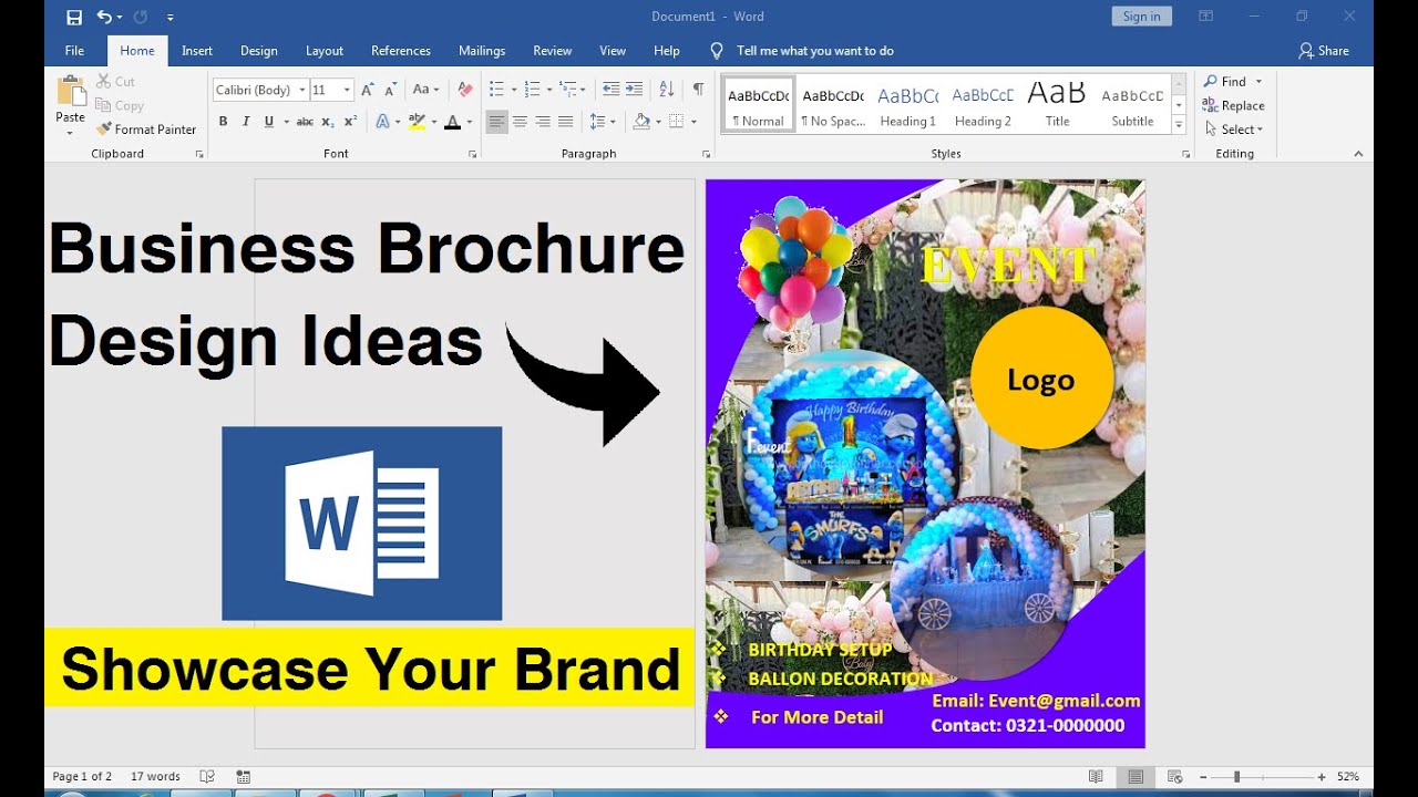 How To Create brochure design in MS word | Creative Brochure Cover ...