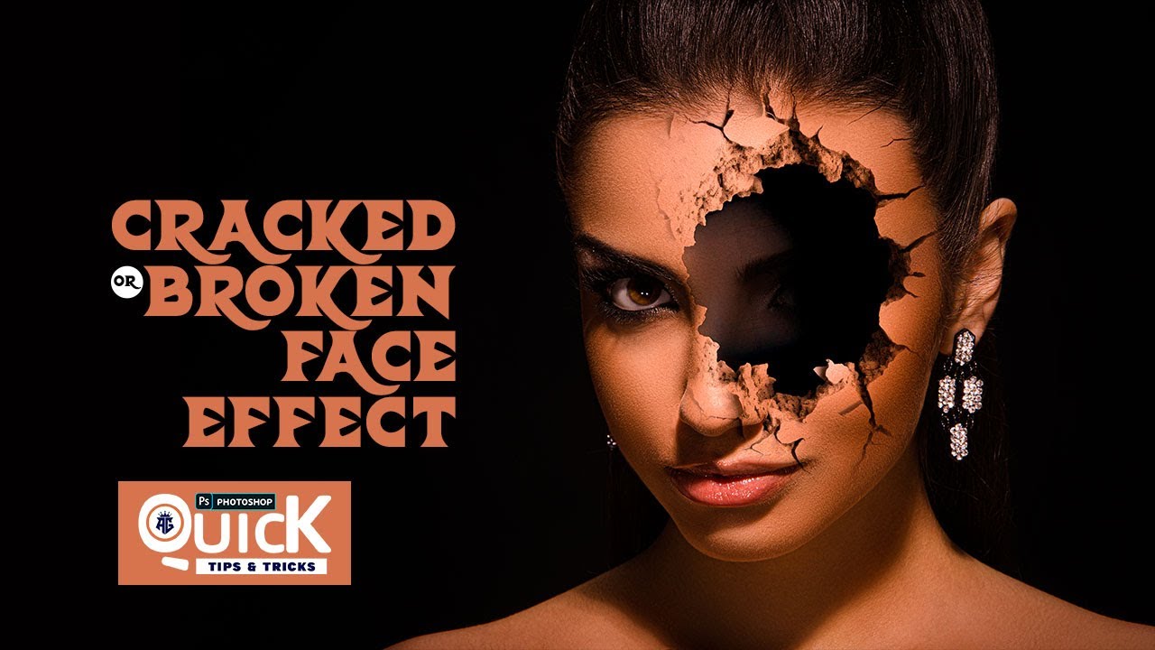 How To Design Crack Broken Face Picture Effect In Photoshop | Broken ...
