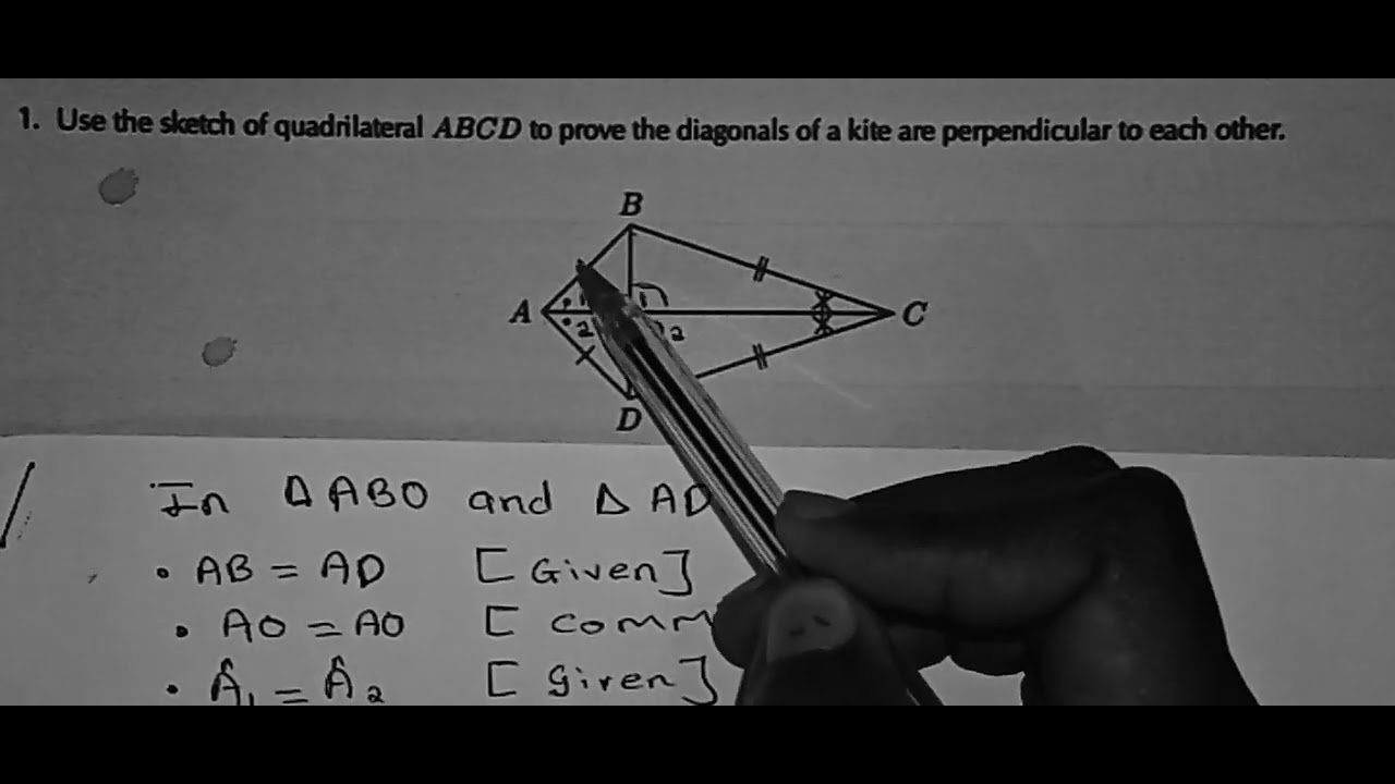 How to prove diagonals of a kite are perpendicular | maths solution ...