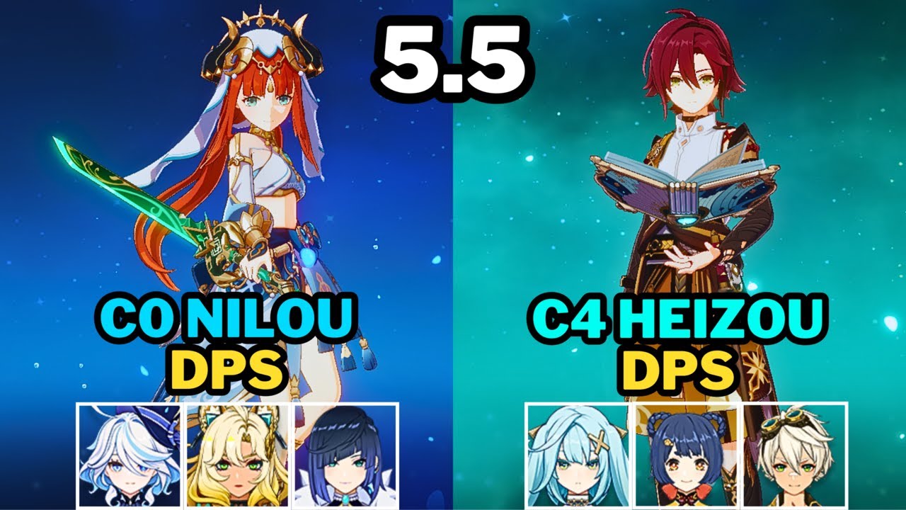 [Spiral Abyss 5.5] C0 Nilou DPS Triple Hydro & C4 Heizou DPS Double ...