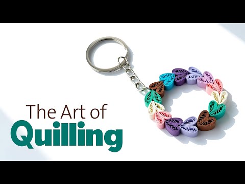 DIY Paper Quilling Keychain Frame with Tiny Hearts  Easy & Cute Craft Idea