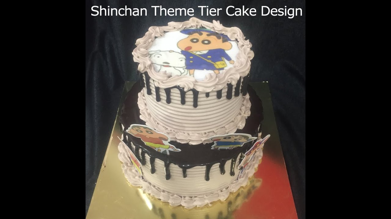 How to Make Perfect 1Kg Two Tier Cake, Shinchan Theme Tier cake, Two ...